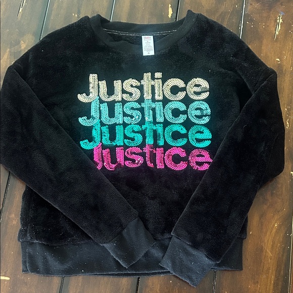 Justice | Shirts & Tops | Justice Black Sweater With Colorful Logo ...